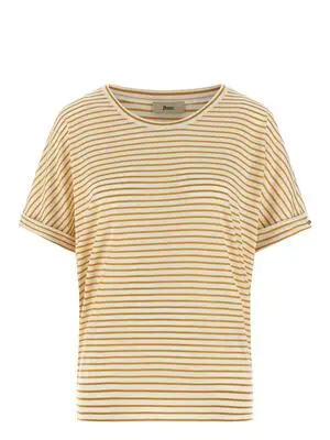 Herno Striped Lyocell And Cotton Blend T-shirt - Yellow