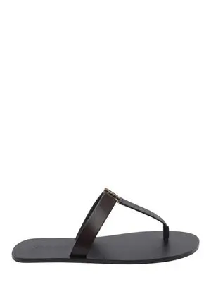Saint Laurent Leather Flip Flop Sandals - Brown
