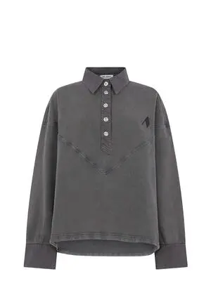 Attico ATTICO Vintage Cotton Fleece Sweatshirt Gray