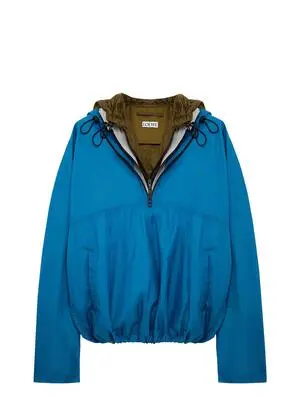 Loewe Anorak Technical Fabric Windbreaker With Embroidered Anagram Logo - Blue