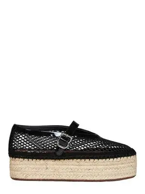 Alaïa Alaïa Women Black Fishnet And Patent Leather Wedge Espadrilles Multicolor