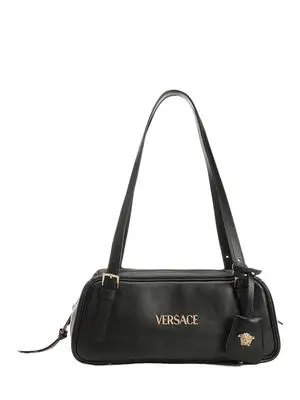 Versace Tag Bowling Bag In Nappa Leather - Black