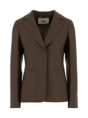 Fendi Mud Wool Blend Blazer - Brown