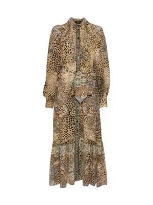 Etro Midi Dress With Paisley Animal Print - Brown