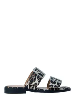 GANNI Buckle Two Strap Sandals - Brown
