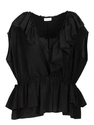 Dries Van Noten Jersey Top With Belt - Black