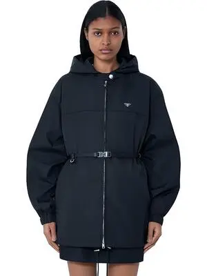 Prada Re-nylon Hooded Belted Anorak Jacket - Black