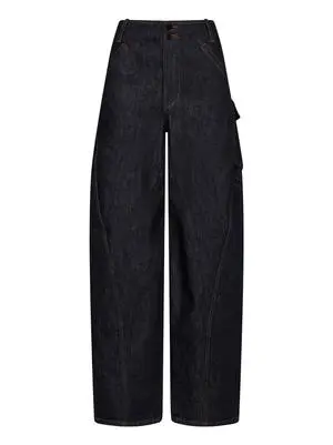 SELF-PORTRAIT Indigo Denim Cargo Jeans - Multicolor