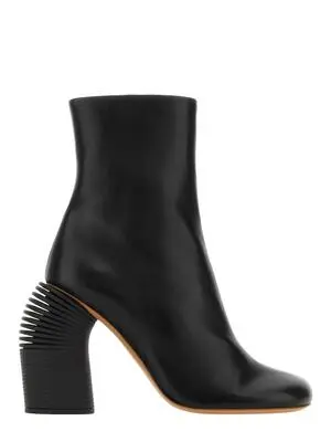 Off-White Leather Spring Ankle Boots - Black