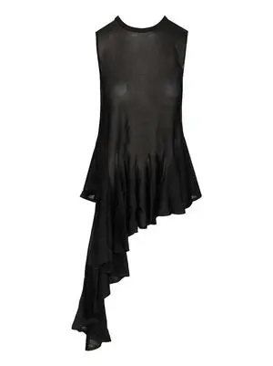Alaïa Asymmetrical Viscose Knit Top With Godet - Black