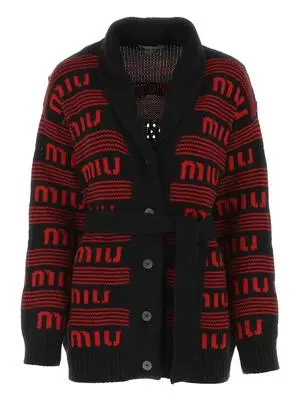 Miu Miu MIU MIU Embroidered Cashmere Oversize Cardigan Multicolor