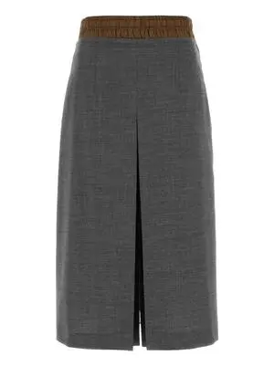Prada Dark Grey Wool Skirt - Gray