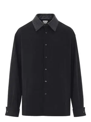 Bottega Veneta Shirt With Intrecciato Detail Collar - Black