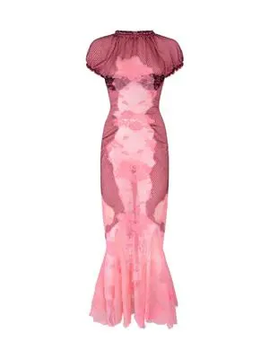 Attico Pink Lace Midi Dress - Multicolor