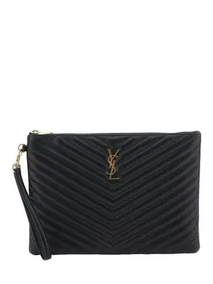 Saint Laurent Cassandre Leather Clutch - Multicolor