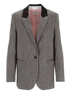 FORTE_FORTE Jaspe Chevron Blazer - Black