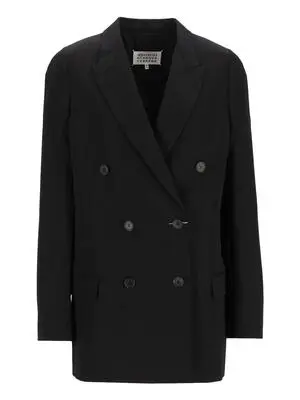 MAISON MARGIELA Double-breasted Wool Blazer - Black