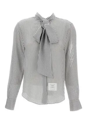 Thom Browne THOM BROWNE Striped Silk Detachable Collar Shirt Multicolor