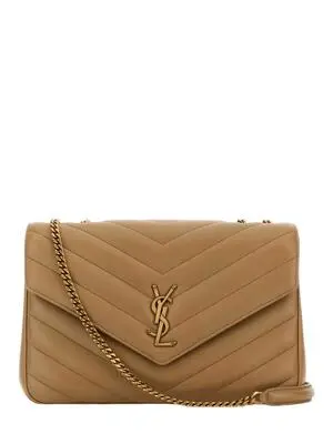 Saint Laurent Saint Laurent Women Camel Leather Large Lou Lou Shoulder Bag Brown
