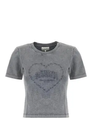 GANNI Embroidered Heart Logo T-shirt - Multicolor