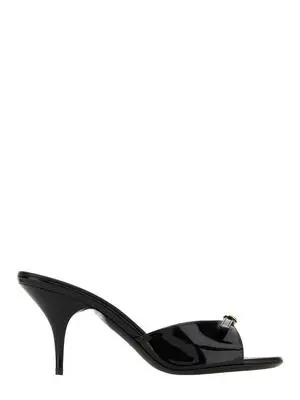 Miu Miu Patent Leather Heeled Sandals - Black