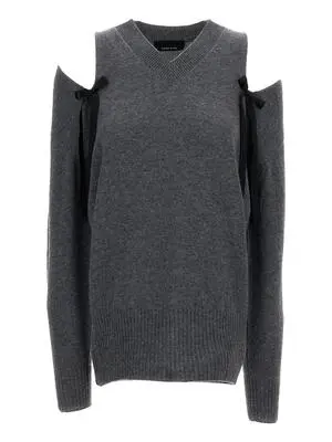 Simone Rocha Cashmere Slash V-neck Jumper With Bow - Multicolor