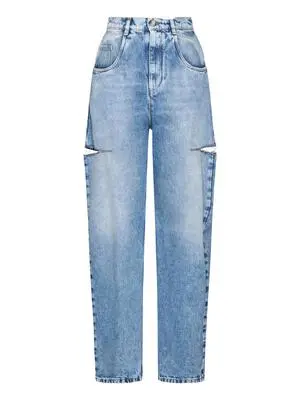 MAISON MARGIELA High-waisted Wide-leg Cut-out Jeans - Multicolor
