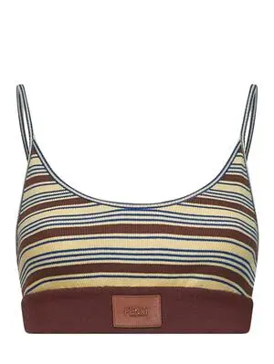 Fendi Striped Cotton Knit Bralette Top - Multicolor