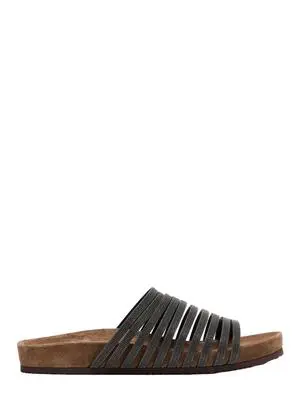 Brunello Cucinelli Leather Flat Sandals - Multicolor