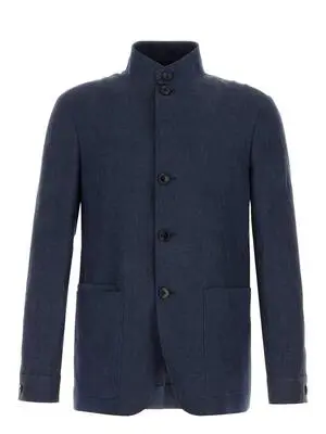 Zegna Navy Linen Blazer - Blue