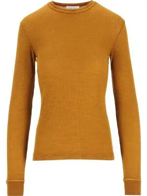 FORTE_FORTE Lightweight Ribbed Pullover - Brown