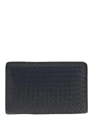 Bottega Veneta Intrecciato Leather Clutch - Blue