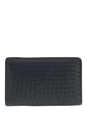 Bottega Veneta Intrecciato Leather Clutch - Blue