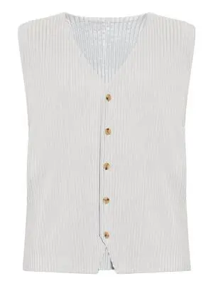 Issey Miyake Pleated V-neck Vest - Multicolor