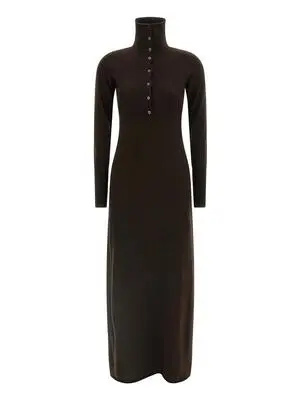 TOM FORD Cashmere High Neck Long Dress - Brown