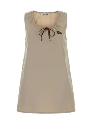 Miu Miu Cappuccino Cotton Mini Dress - Brown