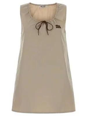 Miu Miu MIU MIU Cotton Mini Dress Brown