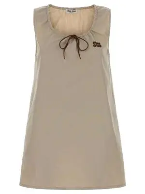 Miu Miu MIU MIU Cotton Mini Dress Brown