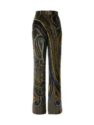 Etro ETRO Printed Velvet Palazzo Pant Multicolor