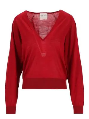 FORTE_FORTE V-neck Sweater - Red