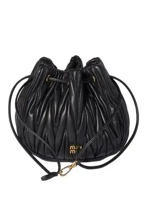 Miu Miu Matelasse Leather Bucket Bag - Black