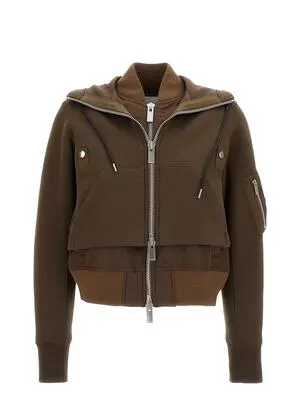 Sacai Bomber-style Hooded Sweatshirt - Multicolor