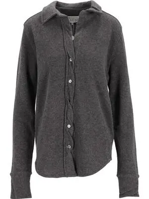 MAISON MARGIELA Virgin Wool Button-up Polo Shirt - Gray
