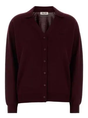 Miu Miu Virgin Wool Cardigan - Red