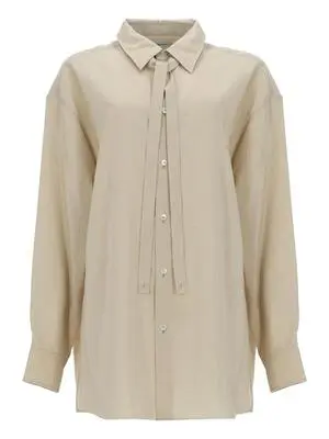 LEMAIRE Long Shirt With Tie Detail - Cream
