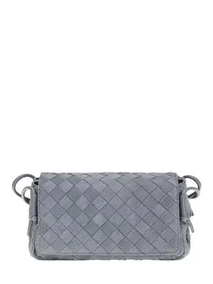 Bottega Veneta BOTTEGA VENETA Notturno Woven Suede Bag Gray