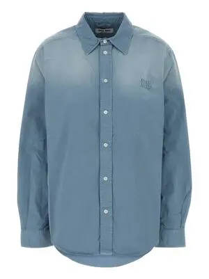 Miu Miu MIU MIU Light Twill Oversize Shirt Blue