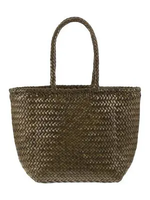 Dragon Diffusion Grace Basket Small Woven Leather Bag - Green