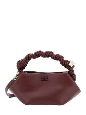 GANNI Bou' Bordeaux Mini Handbag With Braided Handle And Removable Shoulder Strap In Leather - Multicolor