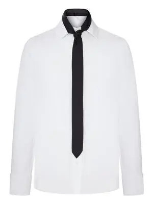 Sacai Cotton-blend Shirt With Integrated Tie - White